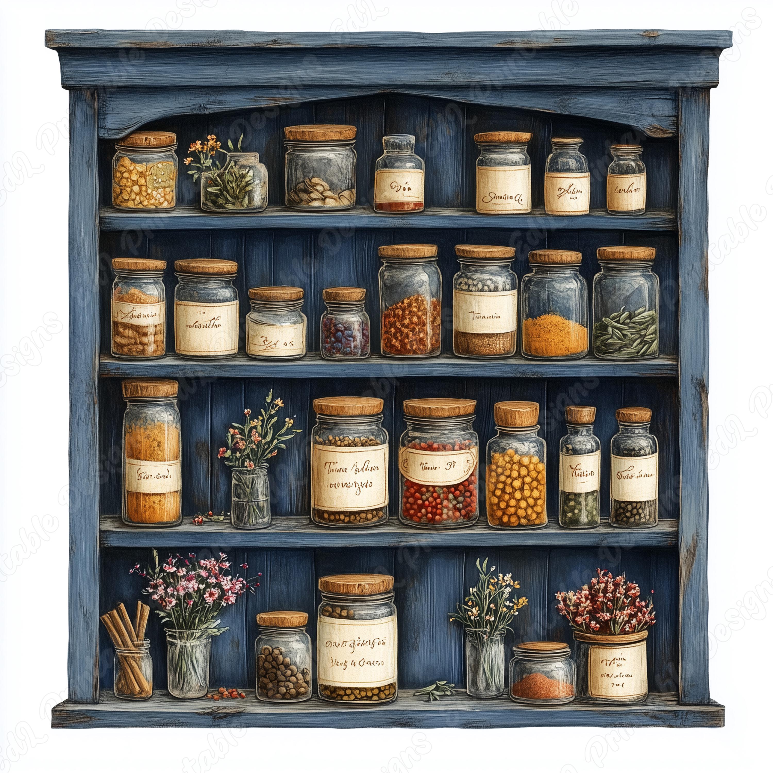 Vintage Spice Rack Clipart, Shabby Chic Kitchen, Farmhouse JPG Set ...