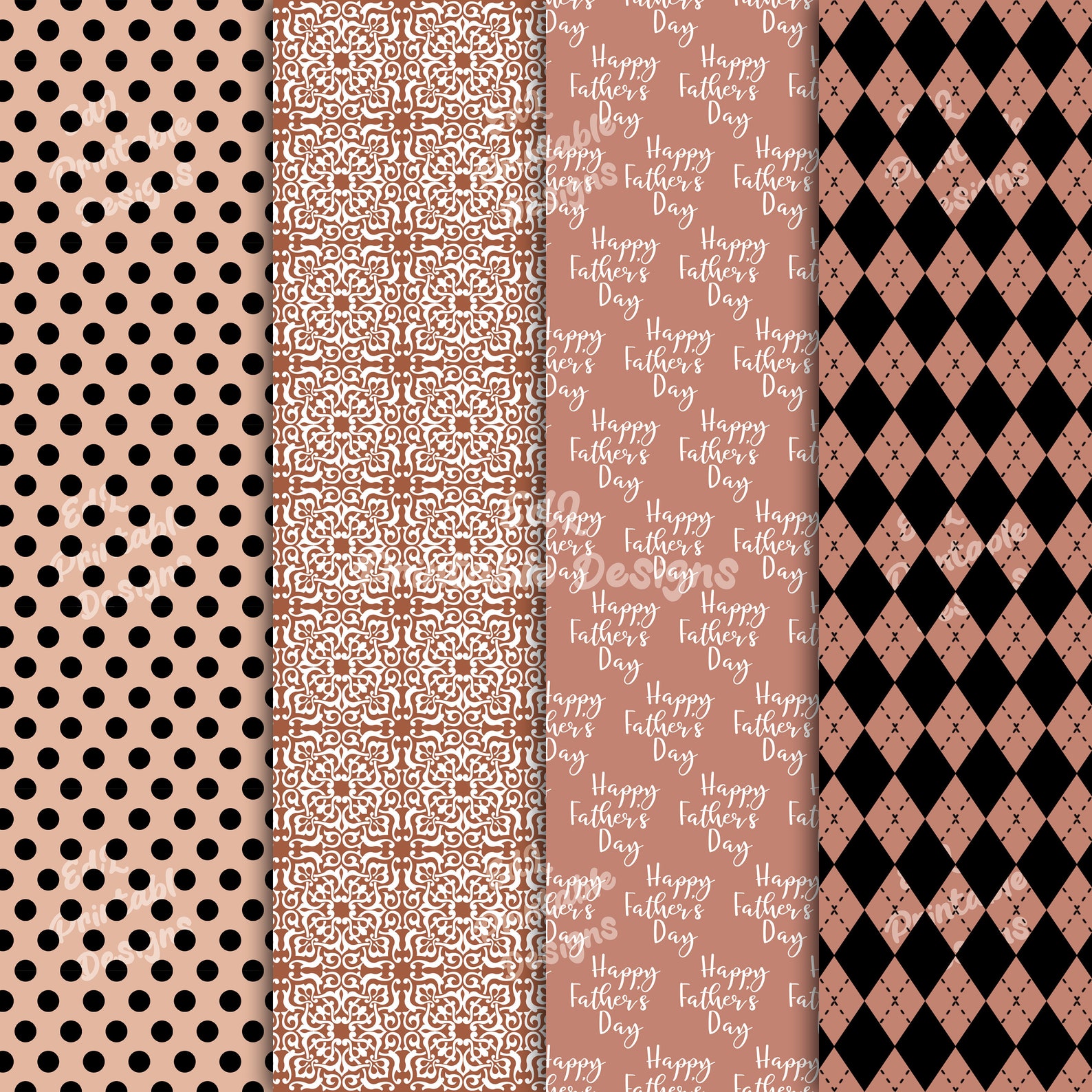 Happy Fathers Day Digital Paper Pack, Brown Printable Background ...