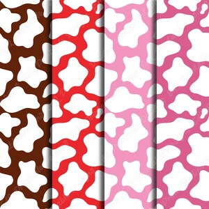 White Cow Print Digital Paper Pack, Animal Print Printable Background ...