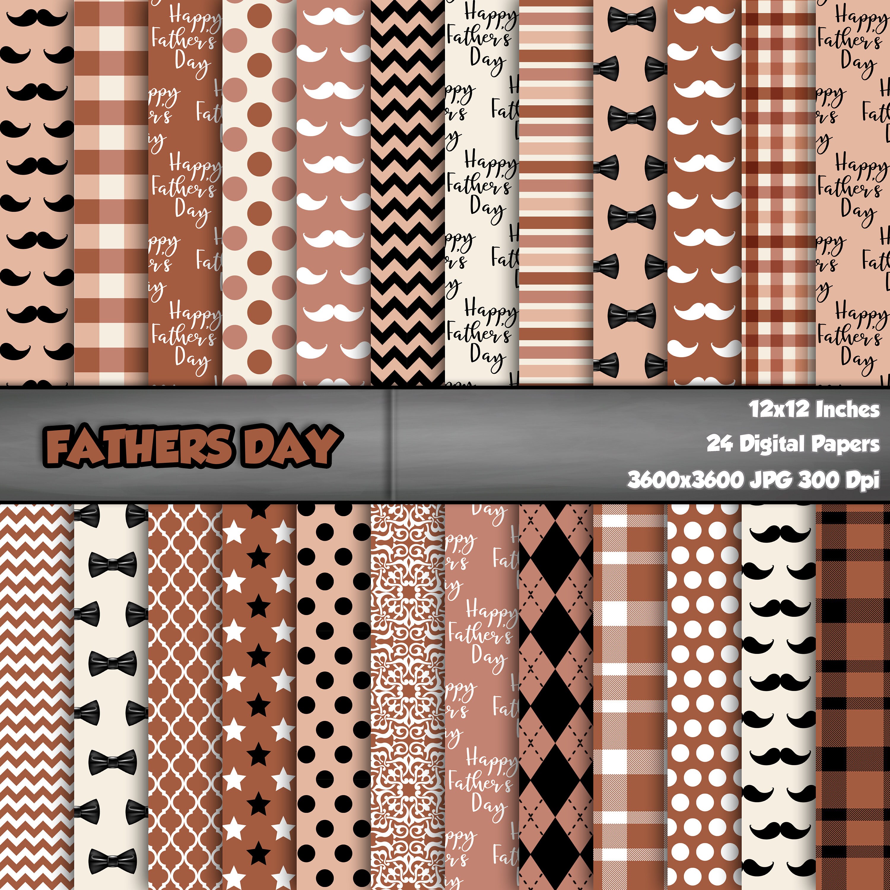 Happy Fathers Day Digital Paper Pack Brown Printable - Etsy