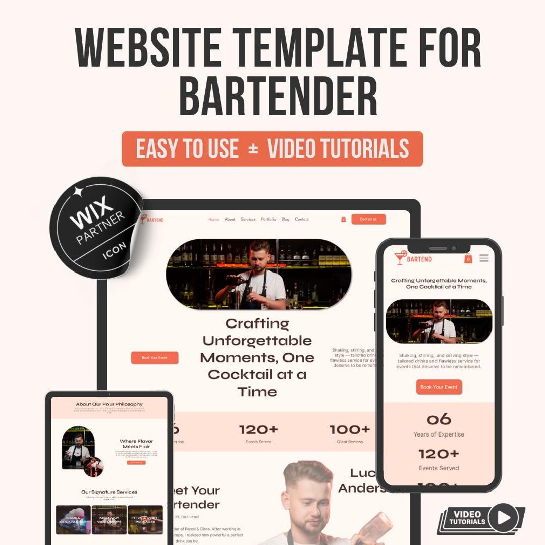 Wix Bartender Website Template – Mixologist Portfolio & Booking Site ...