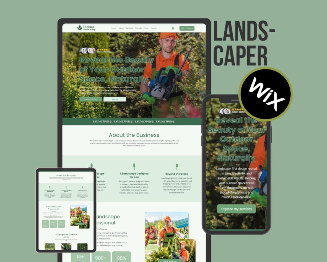 Landscaping Wix Website Template: Garden Design & Lawn Care Site - Etsy