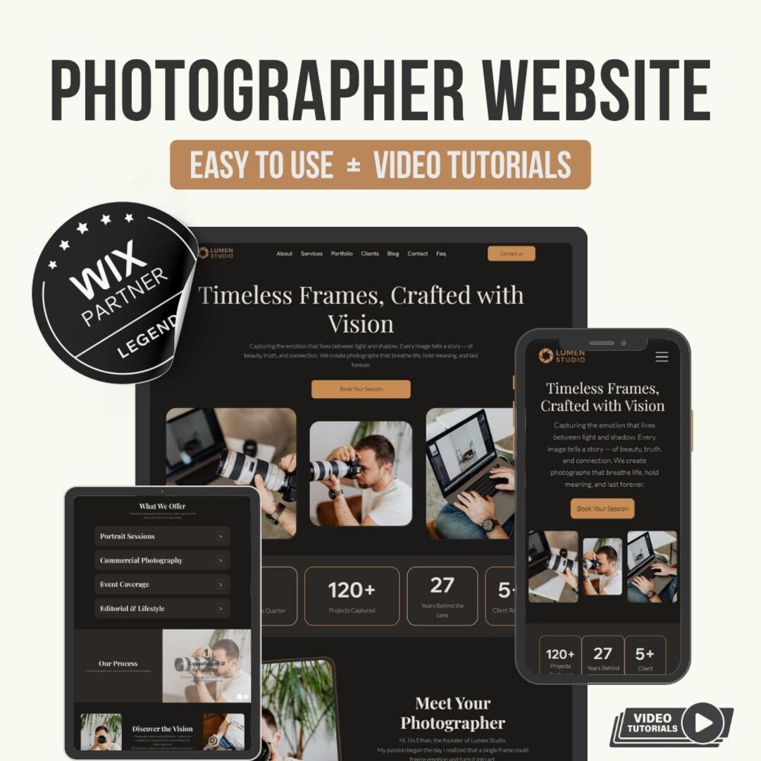 Wix Website Template: Photography Booking & Portfolio Site Design - Etsy