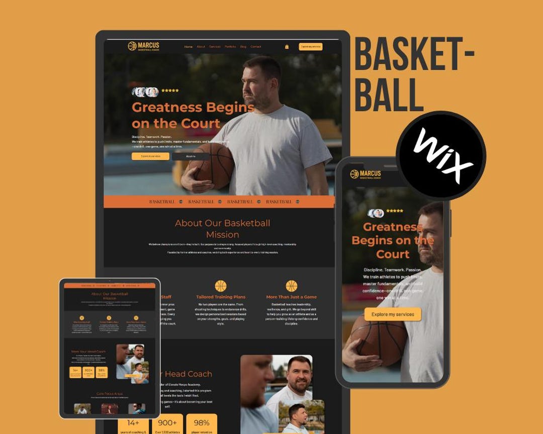 Wix Website Template Sport Basketball | Sports Team & Coach Site ...
