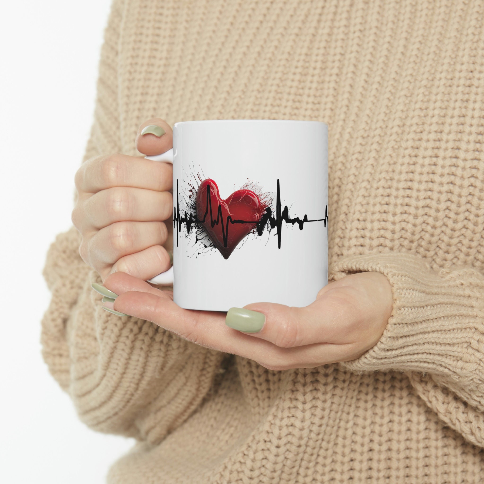 Medical Coffee Mug EKG Heartbeat Abstract Art Doctor Mug Medical ...