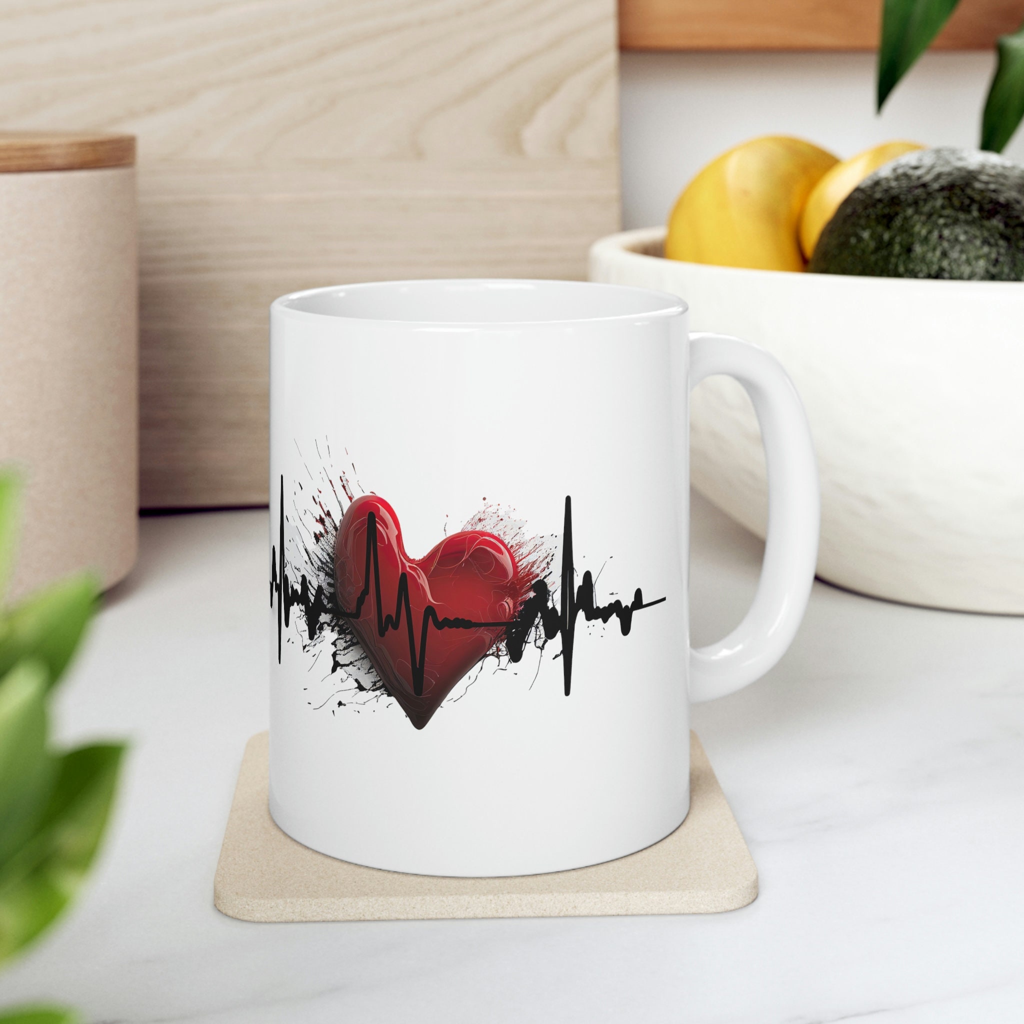 Medical Coffee Mug EKG Heartbeat Abstract Art Doctor Mug Medical ...