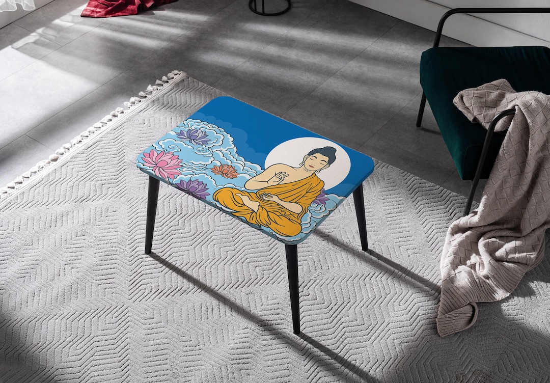 Ganesha Canvas Coffee Table, Personalized Wooden Buda Coffee Table ...
