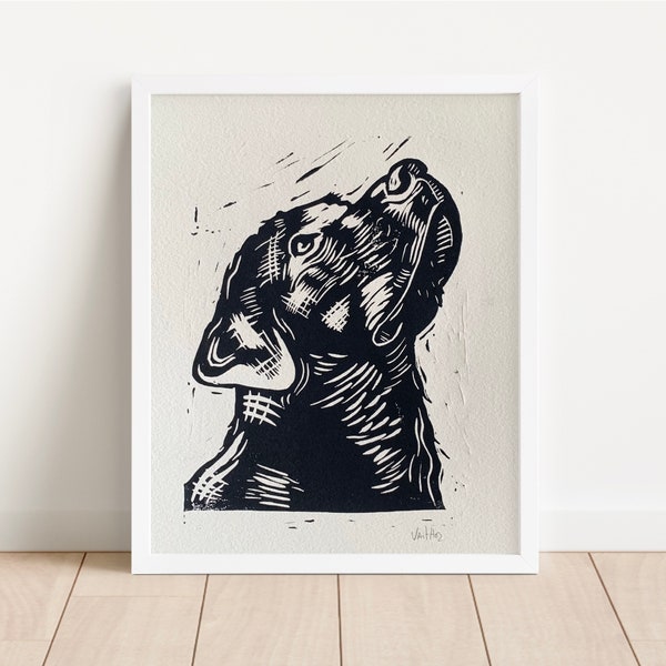 Dog Lino Print - Etsy