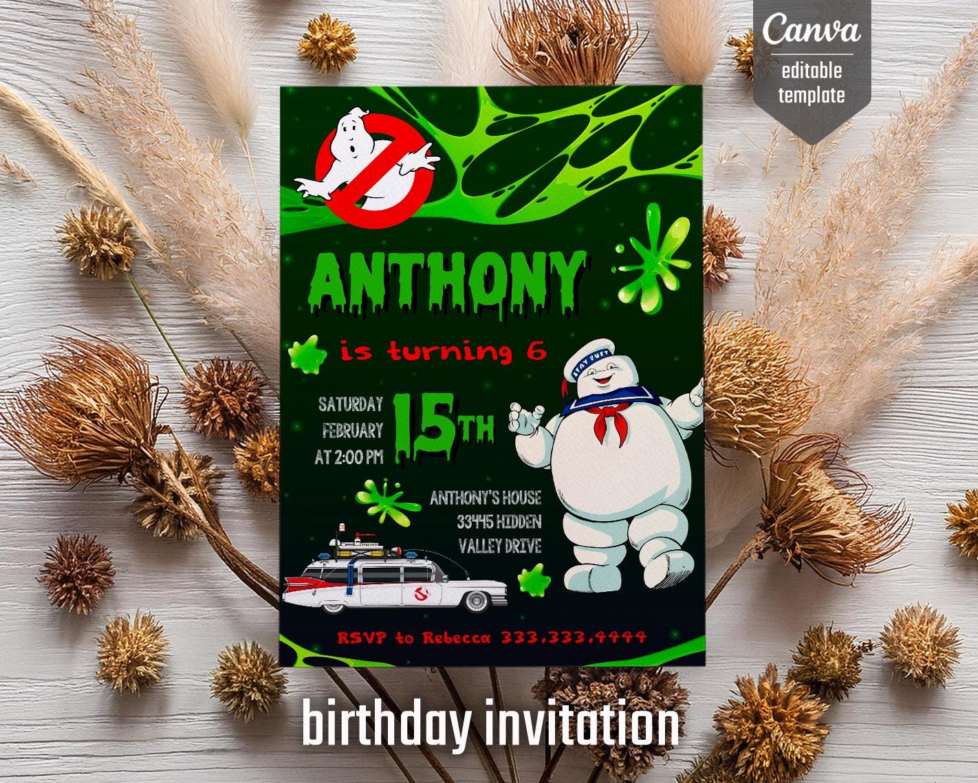 Ghostbusters Birthday Invitation, Printable Editable Invite, Frozen ...