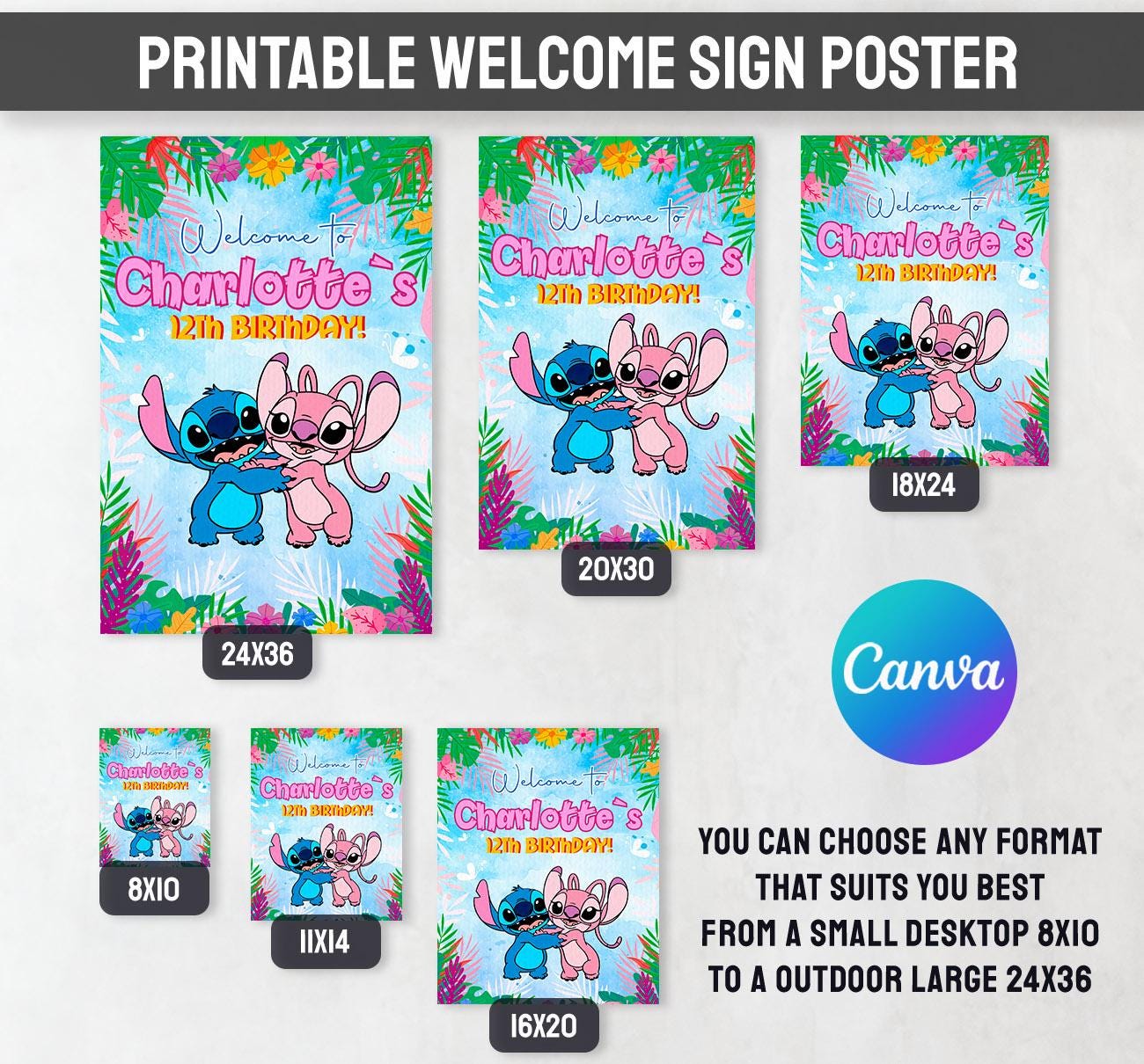 Lilo Stitch Welcome Sign Template, Printable Birthday Party Stitch ...