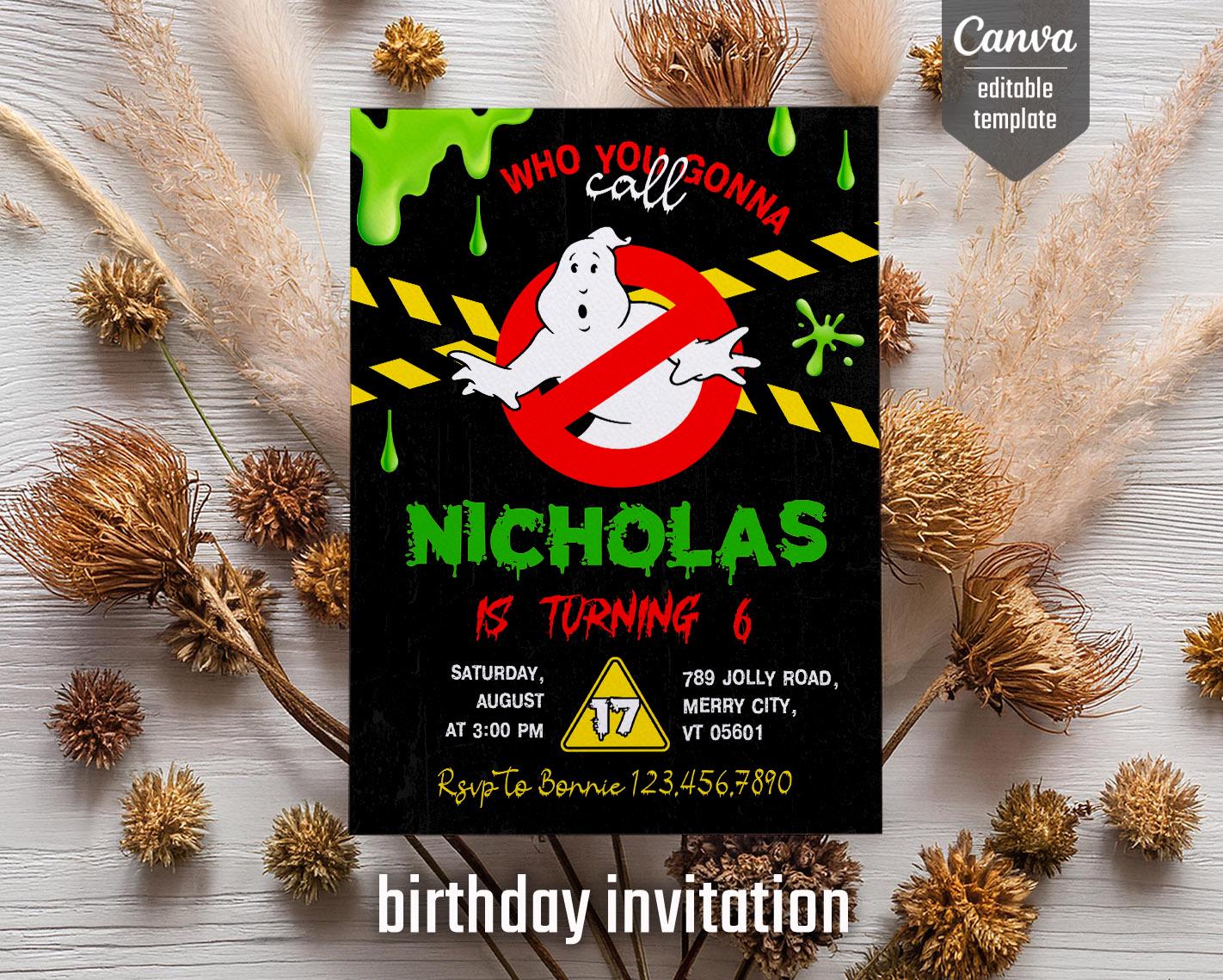 Ghostbusters Birthday Invitation, Printable Editable Invite, Frozen ...