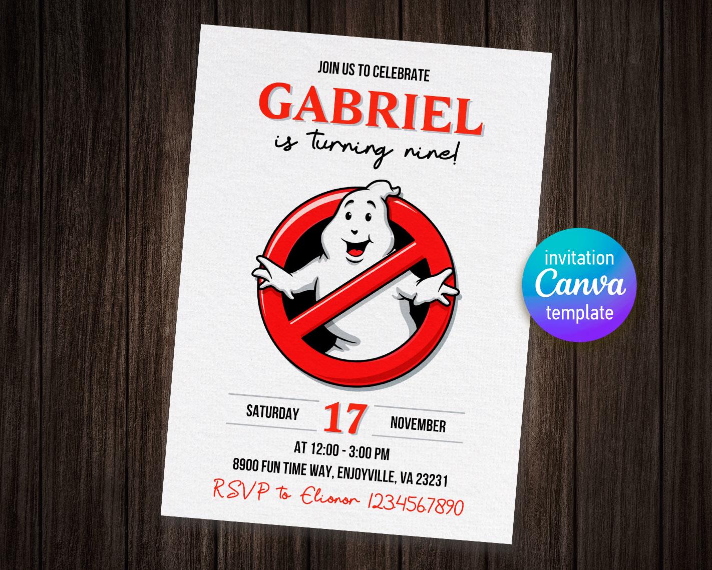Ghostbusters Birthday Invitation, Printable Editable Invite, Frozen ...