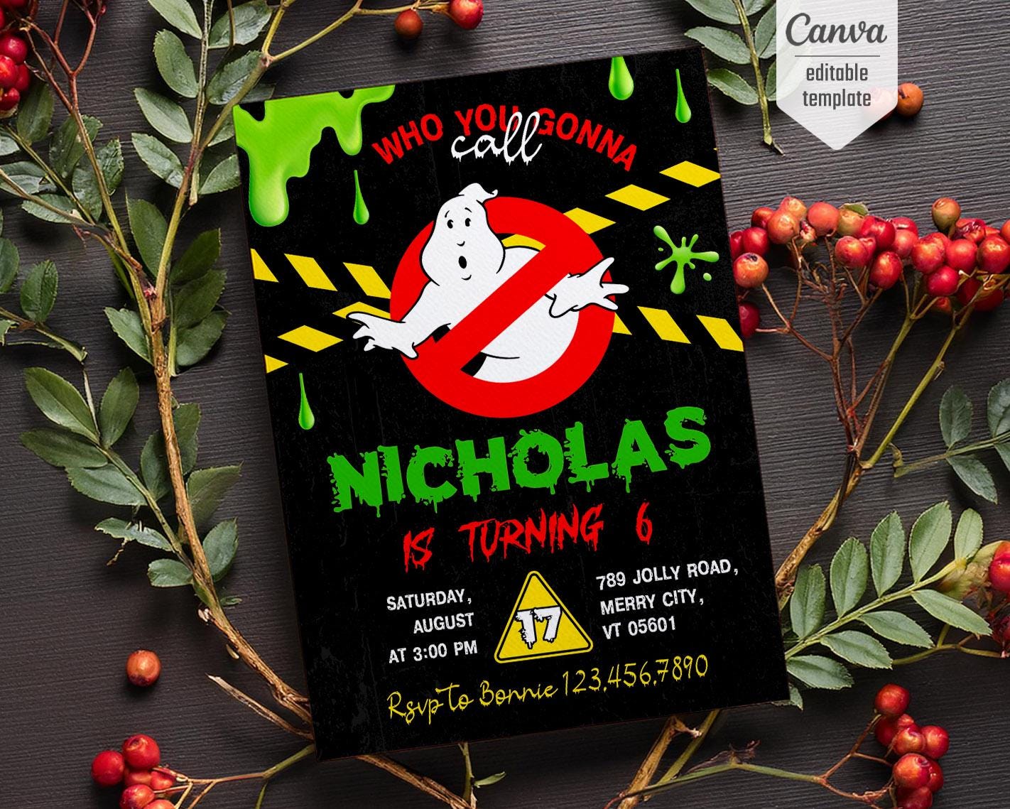 Ghostbusters Birthday Invitation, Printable Editable Invite, Frozen ...