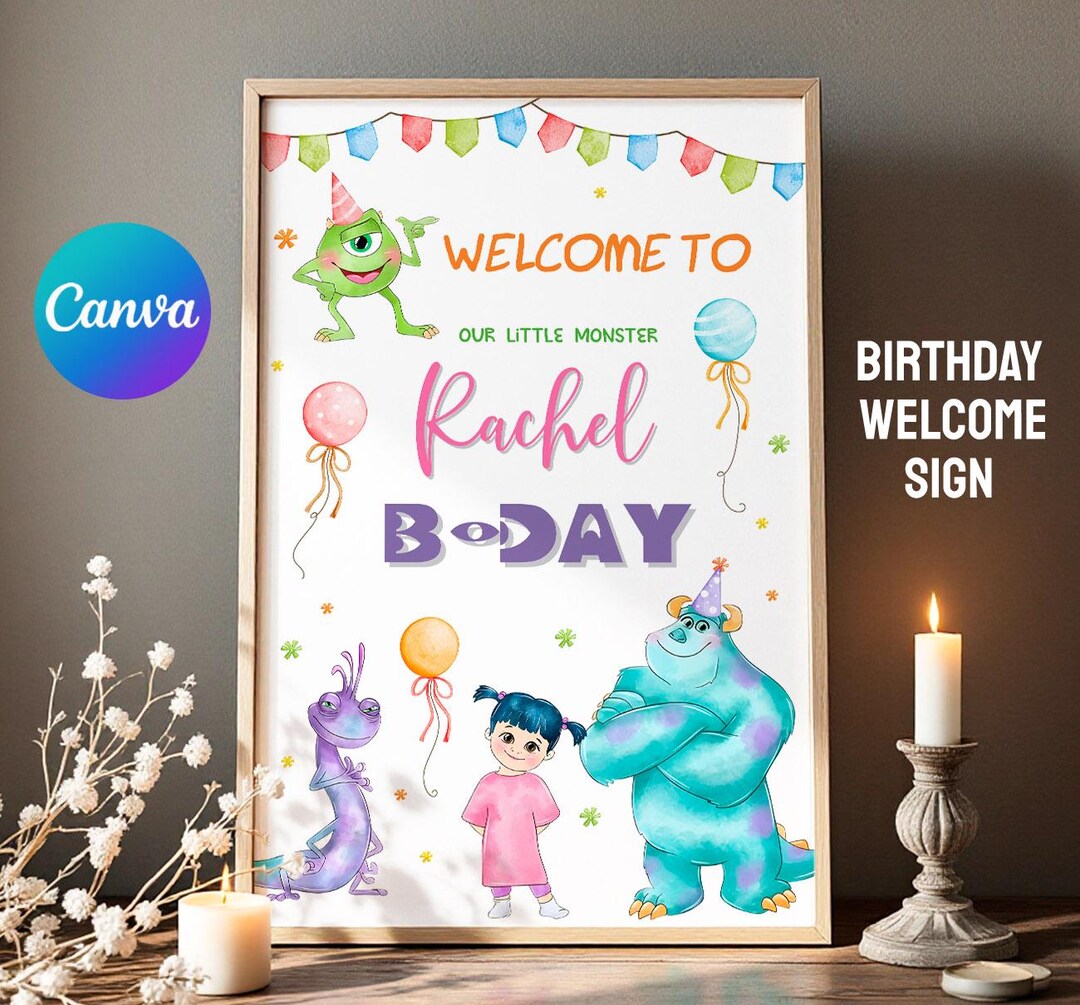Monster Inc Printable Welcome Sign Template, Monsters University ...