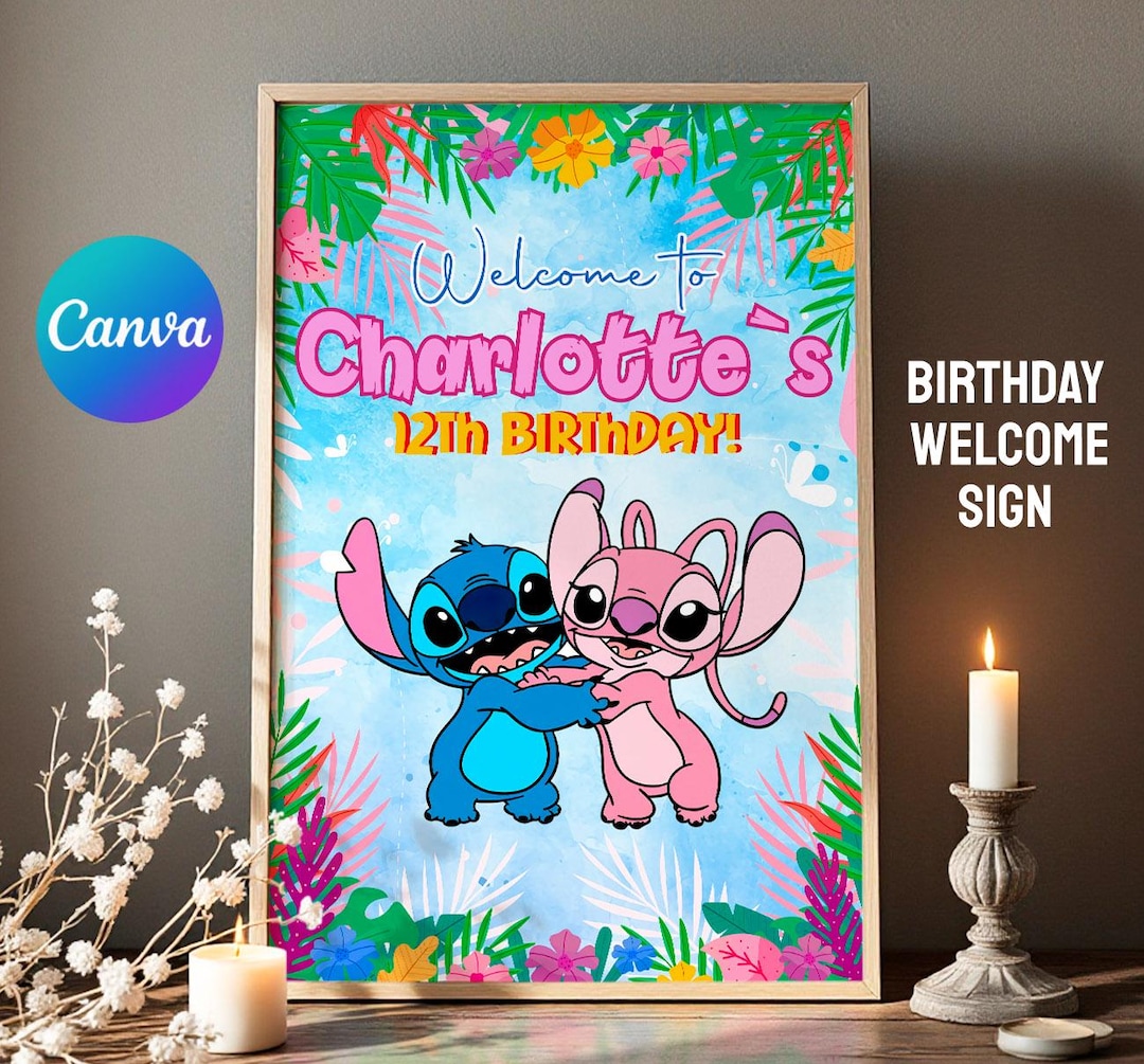 Lilo Stitch Welcome Sign Template, Printable Birthday Party Stitch ...