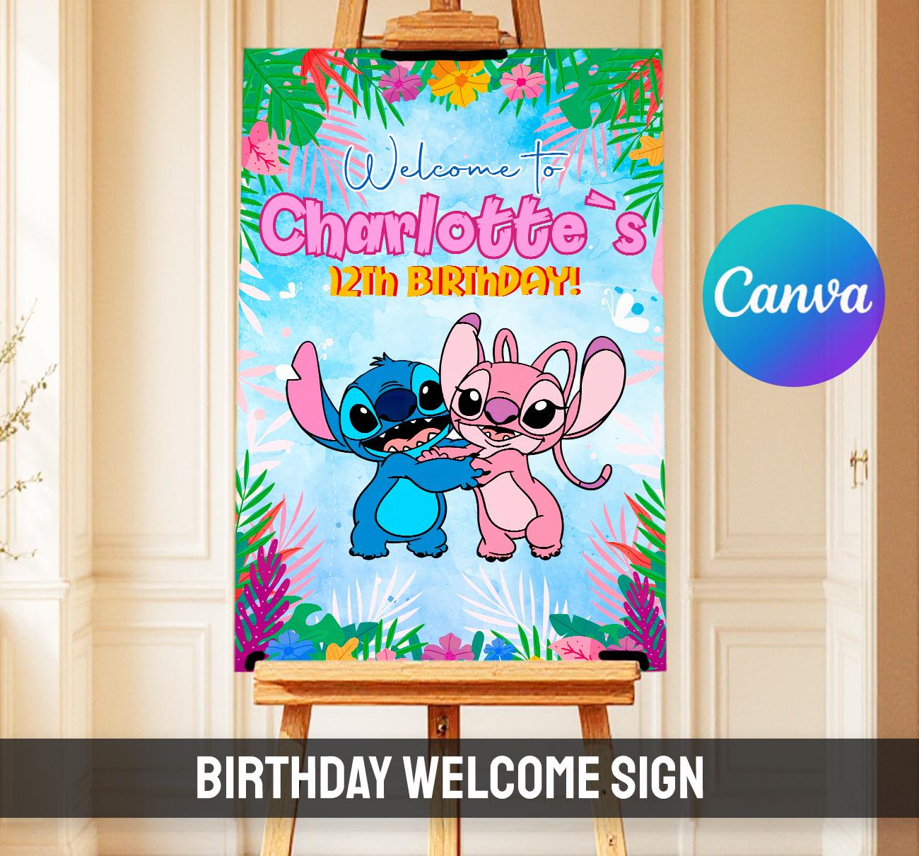 Lilo Stitch Welcome Sign Template, Printable Birthday Party Stitch ...