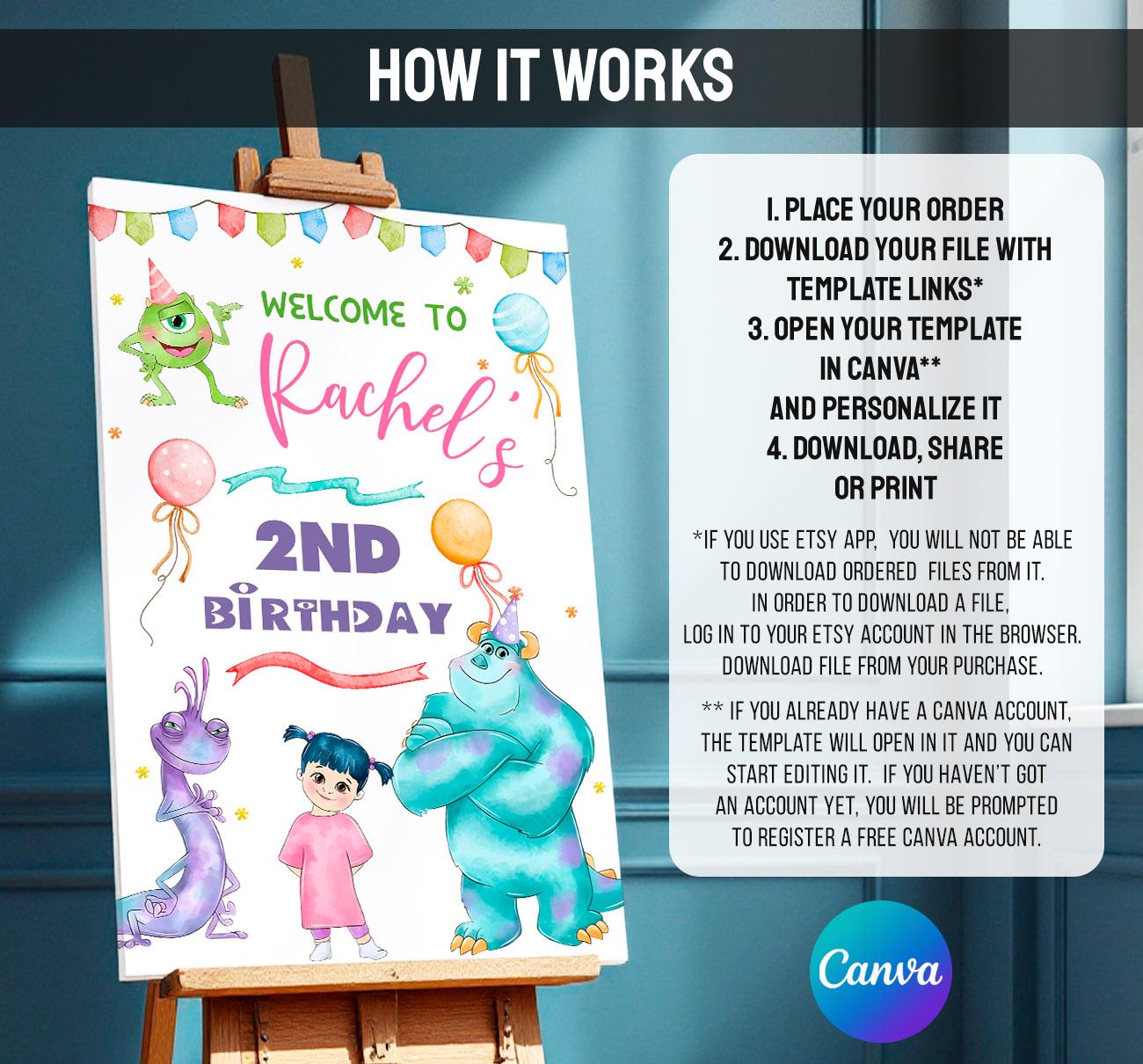 Monster Inc Printable Welcome Sign Template, Monsters University ...