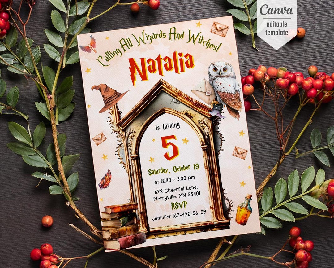 Harry Magical Evite Template, Wizard Birthday Invitation, Printable ...