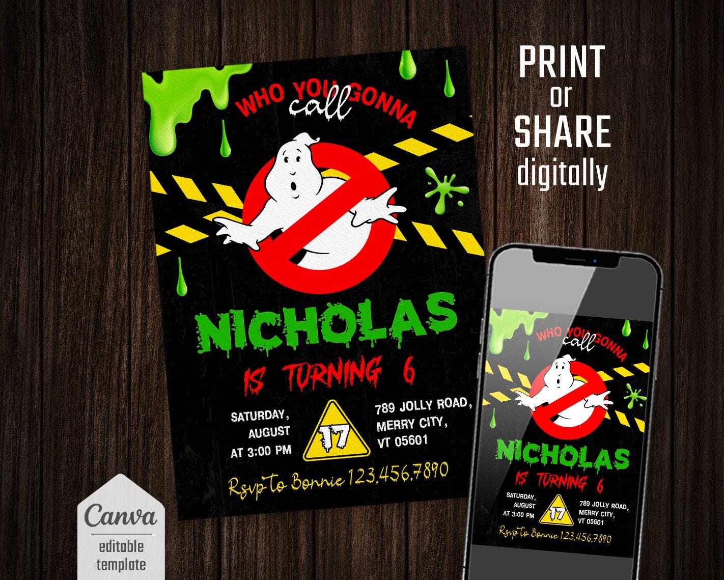 Ghostbusters Birthday Invitation, Printable Editable Invite, Frozen ...