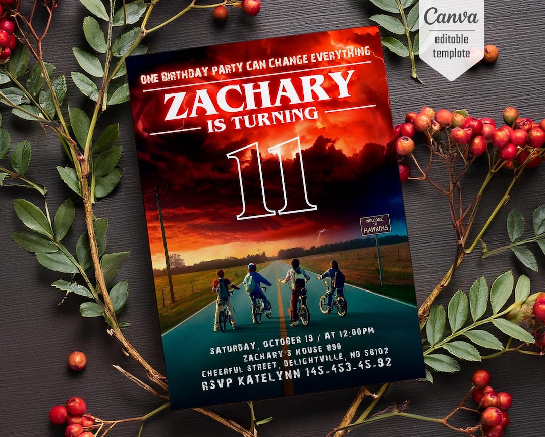 Stranger Things Birthday Invite, Printable Boy Girl Birthday Invitation ...