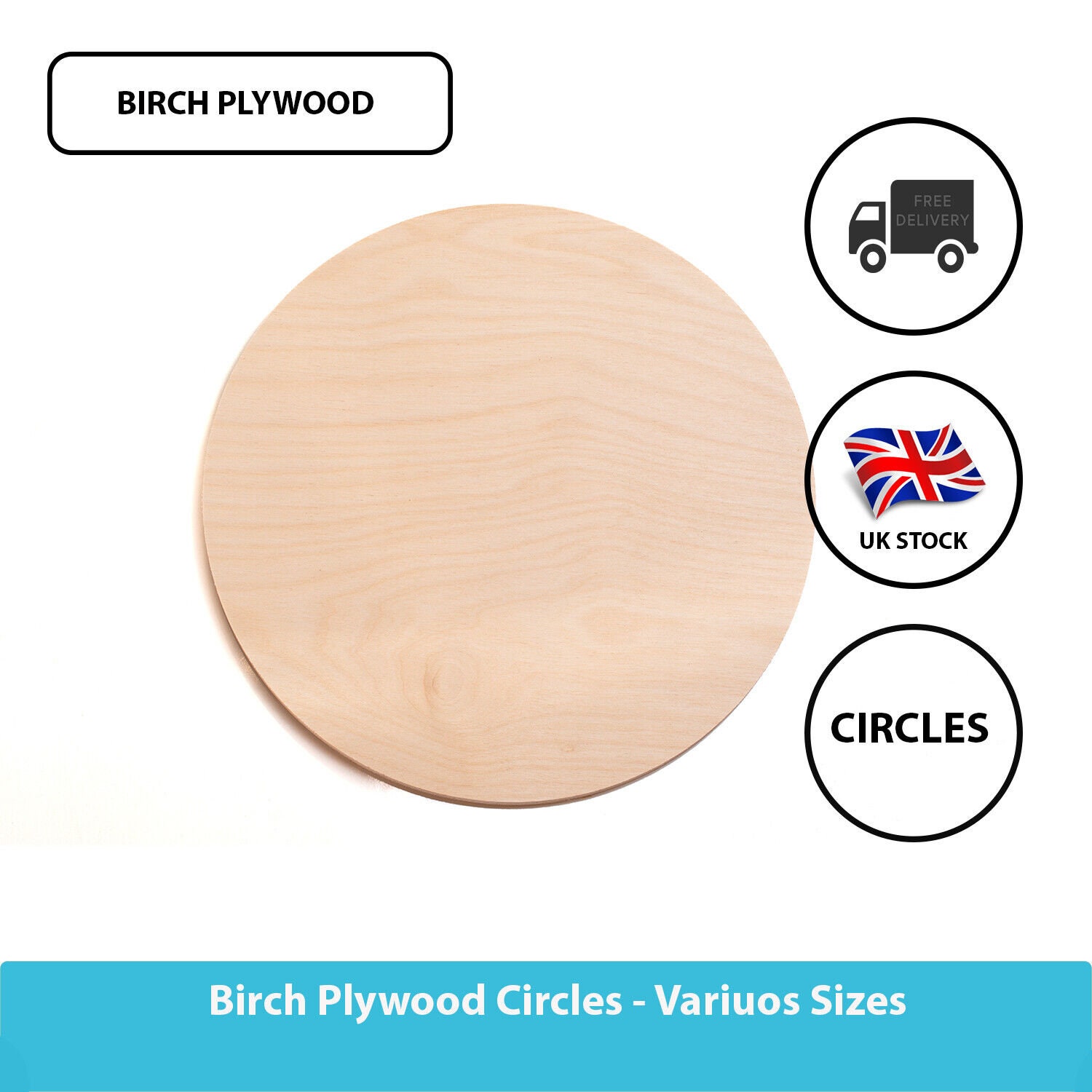 Birch Plywood Ply Sheet Circles 3mm up to 60cm Diameter / Round Wooden ...