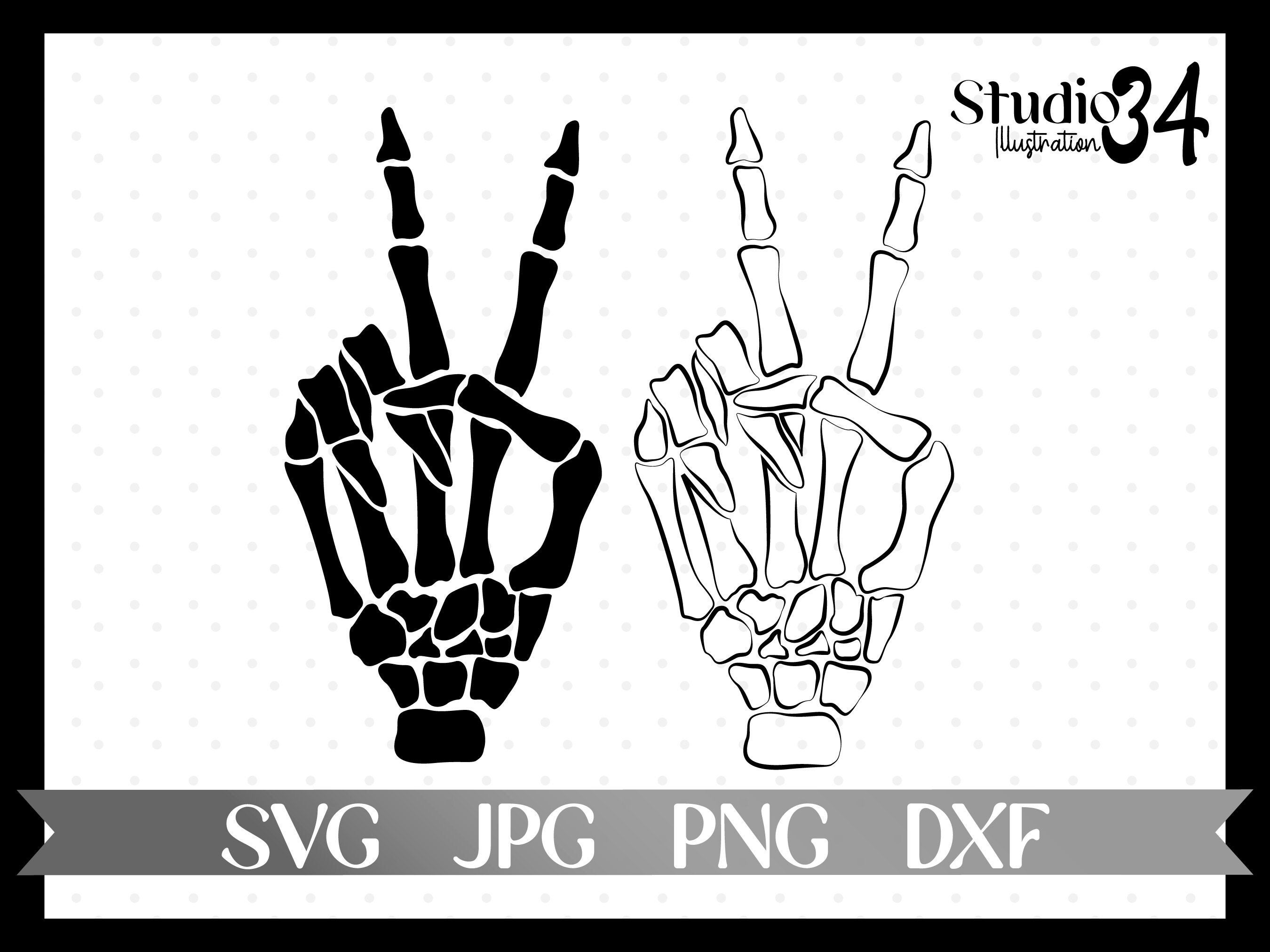 Skeleton Peace Sign SVG, Cut File for Cricut or Silhouette | Horror ...