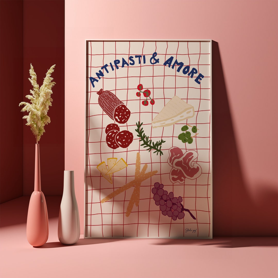 Antipasti & Amore-food Lover Poster,poster Mit Essen,retro Essen Poster ...