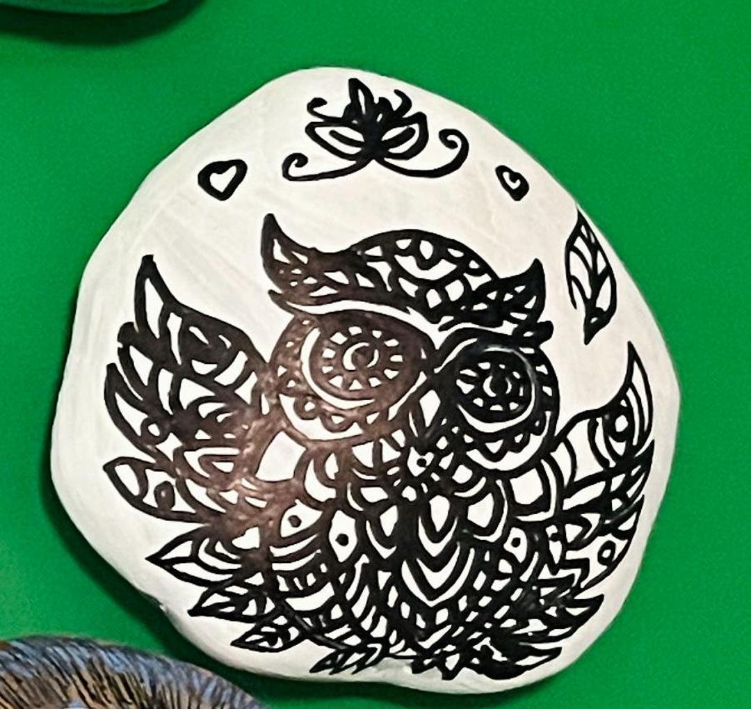 Owl - Coloring Stone, Custom Painted Rocks, Personalized Hand Painted ...