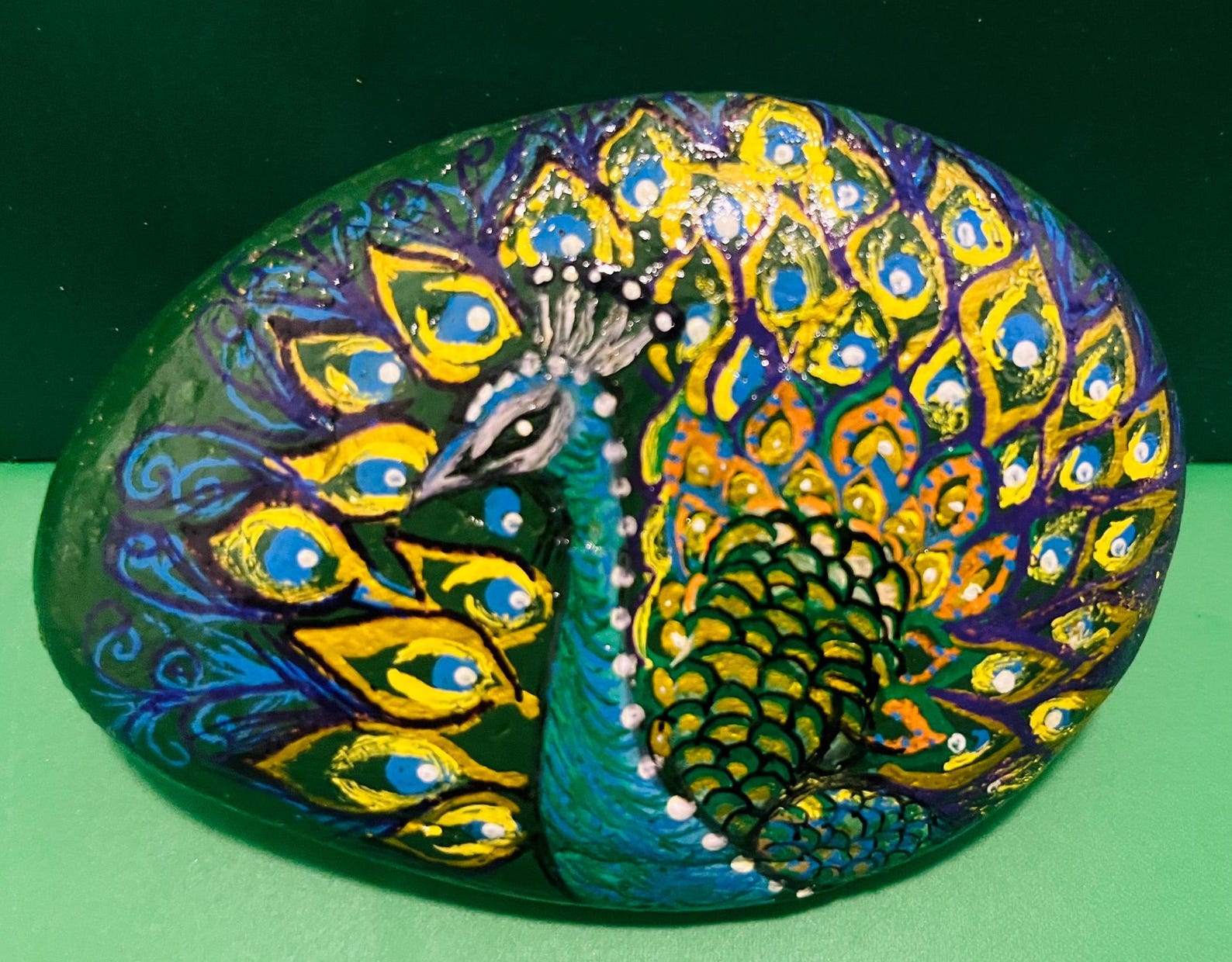 Peacock- Custom Painted Rocks, Personalized Hand Painted Pebble, Name ...