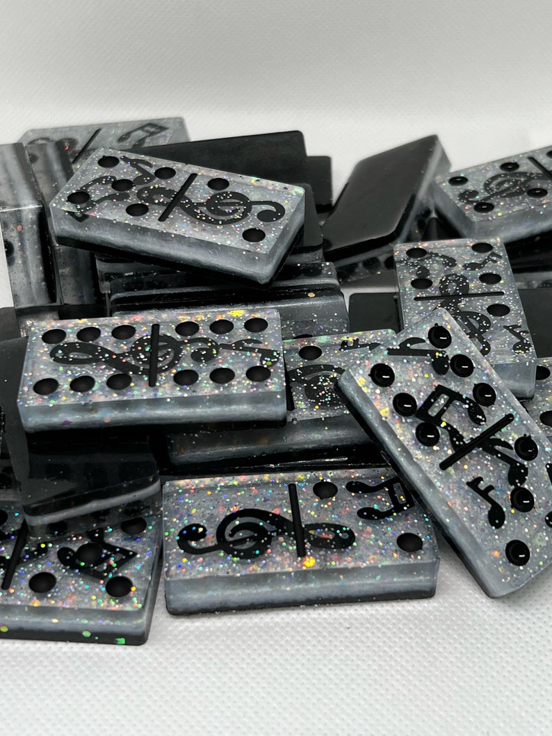 Music-themed Resin Domino Set, Handmade Game Night Gift, Piano Teacher ...