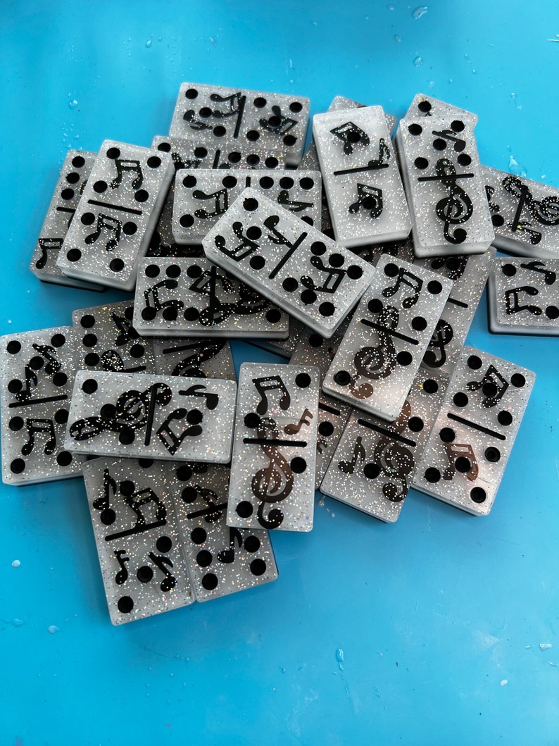 Music-themed Resin Domino Set, Handmade Game Night Gift, Piano Teacher ...