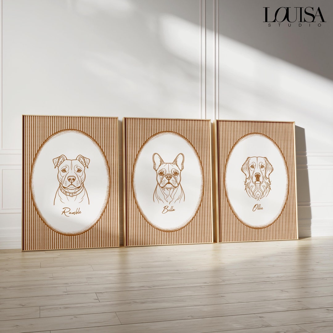 Personalized Dog Line Art Print Digital Download Custom Dog Portrait - Etsy