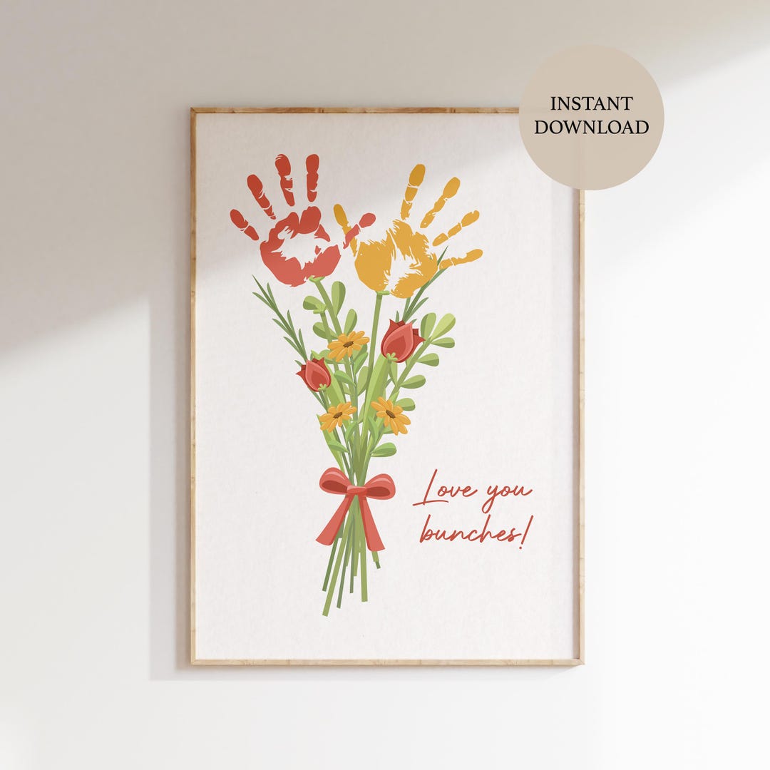 Mothers Day Flower Handprint Art Bundle, Printable | Mom Craft Gift ...