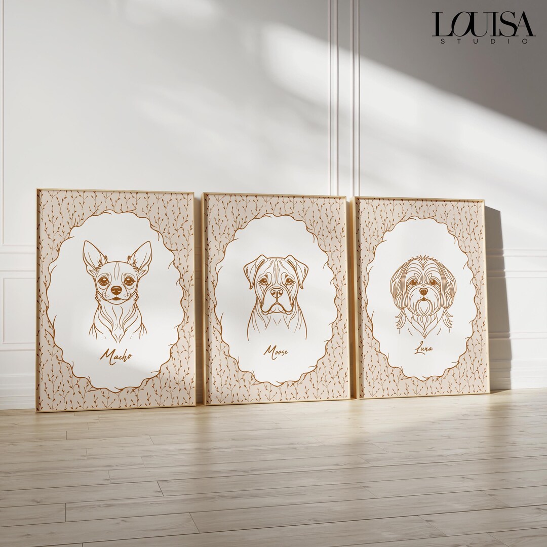 Personalized Dog Line Art Print - Digital Download - Custom Dog ...