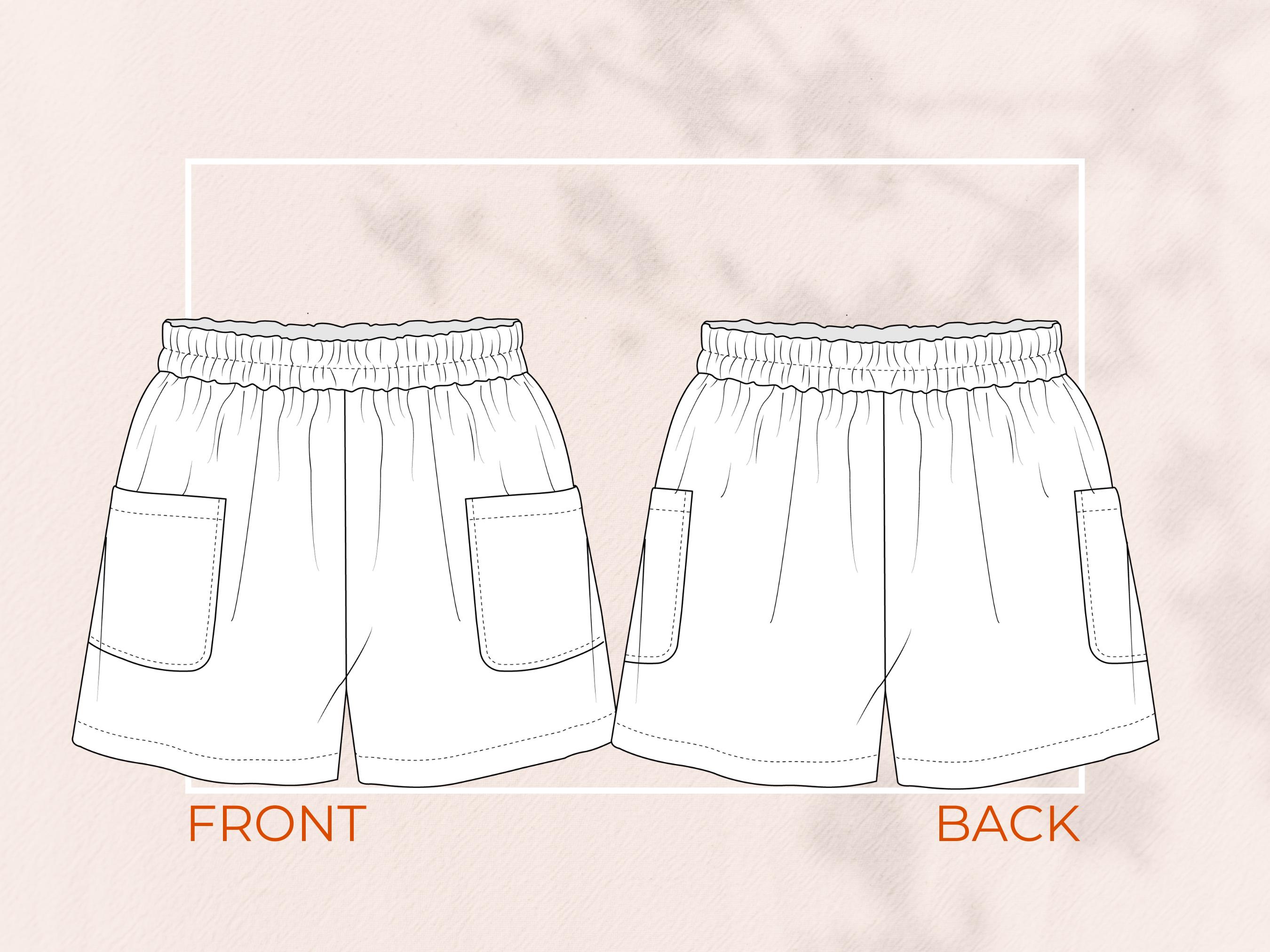 Easy Shorts for Women Sewing Pattern, Elastic Waistband With Pocket PDF ...