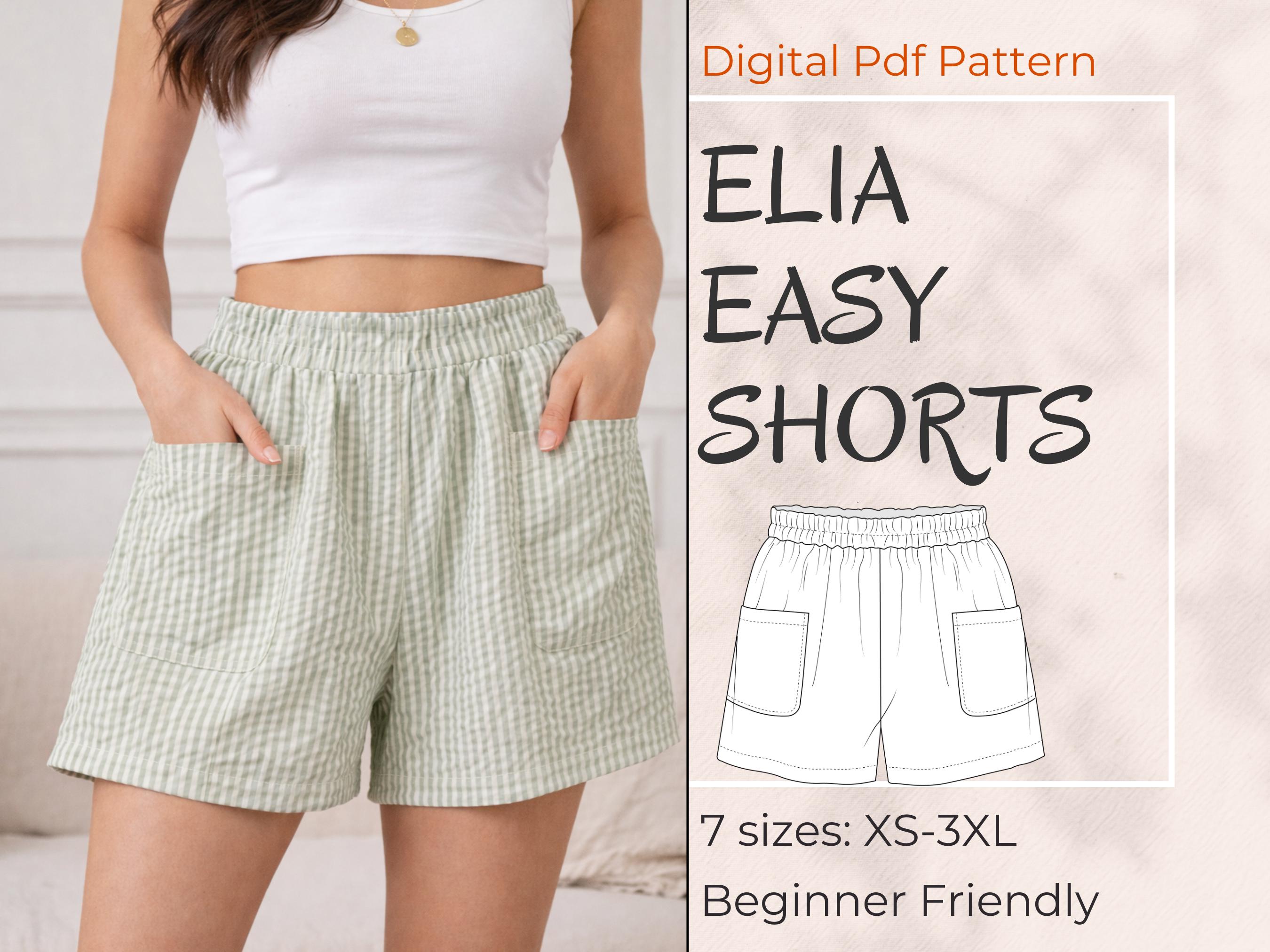 Easy Shorts for Women Sewing Pattern, Elastic Waistband With Pocket PDF ...