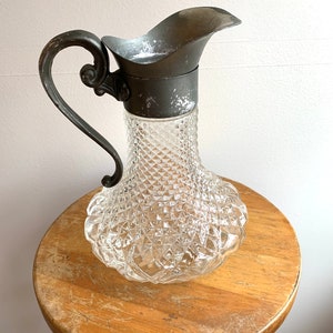 Diamond Cut Vintage Pewter Pitcher/ Vintage Barware/ Vintage Pitcher ...