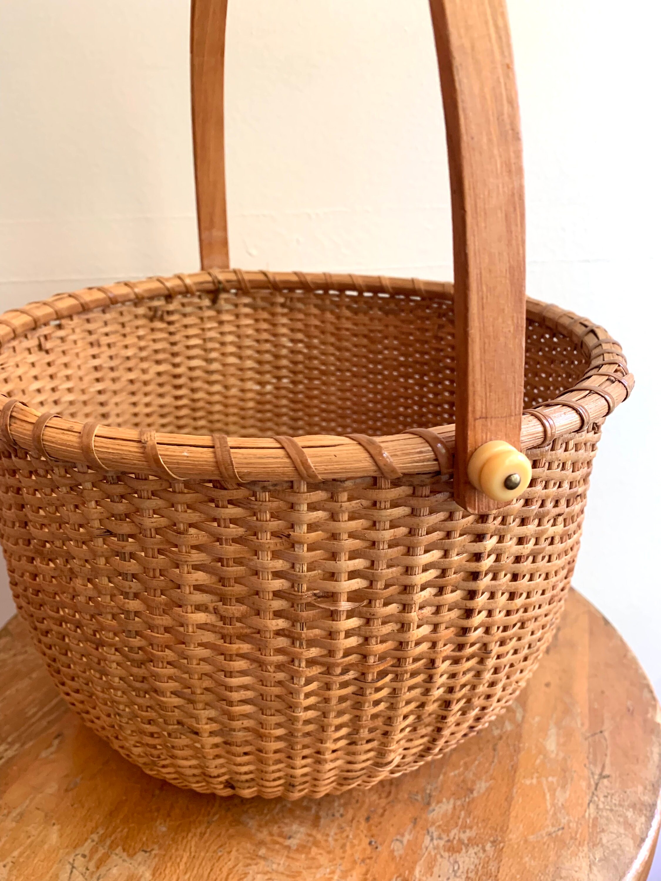 Vintage Nantucket Wicker Basket / Vintage Wicker / Nautical Basket ...