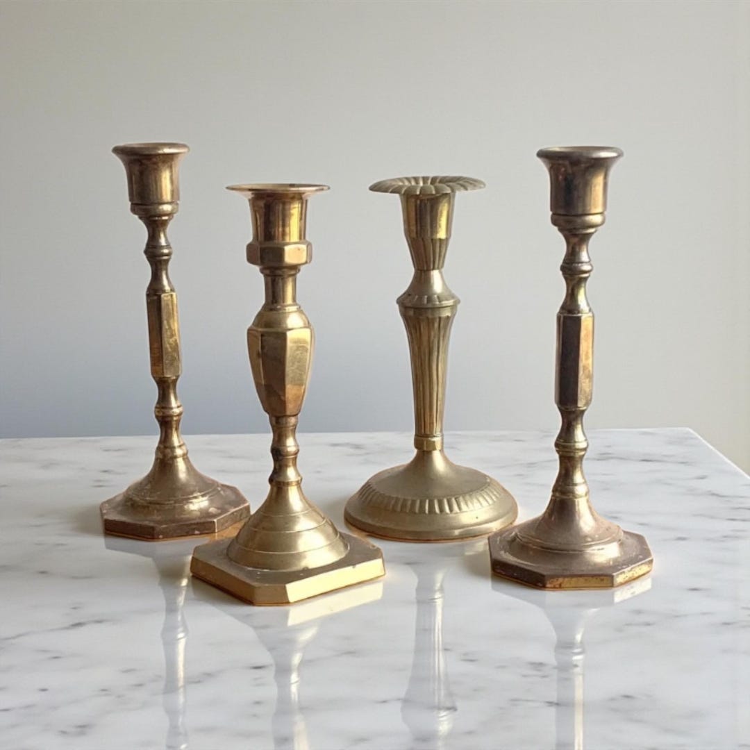 Vintage Brass Candlestick Collection: Taper Candle Holders, Centerpiece ...