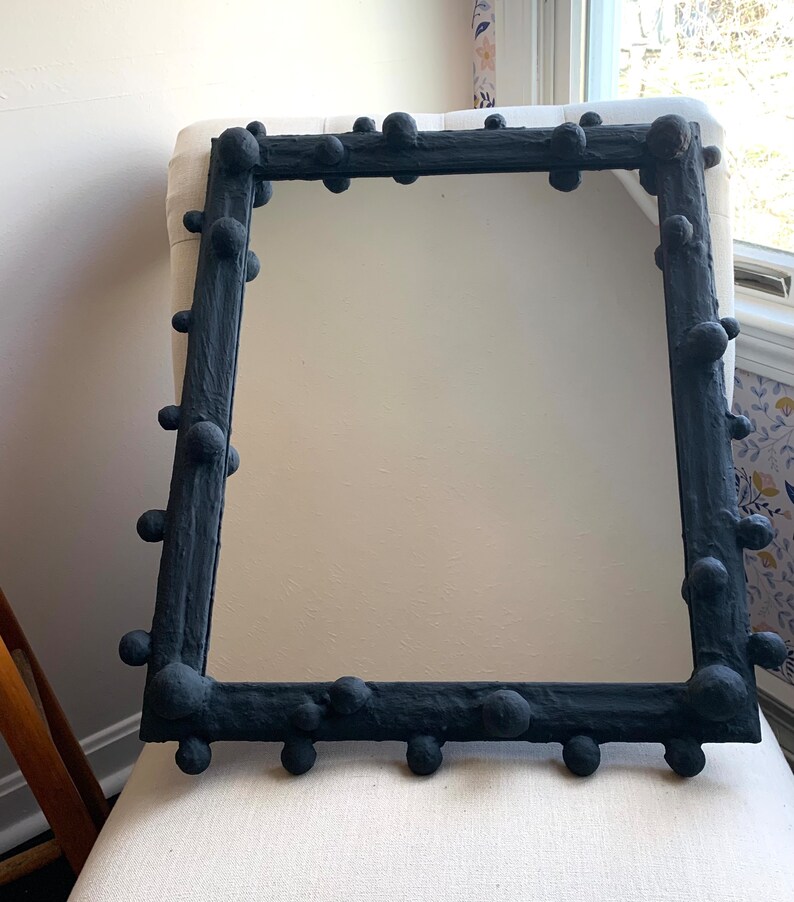 Black Sculptural Wall Mirror/ Large Black Rectangular Mirror/ Black ...
