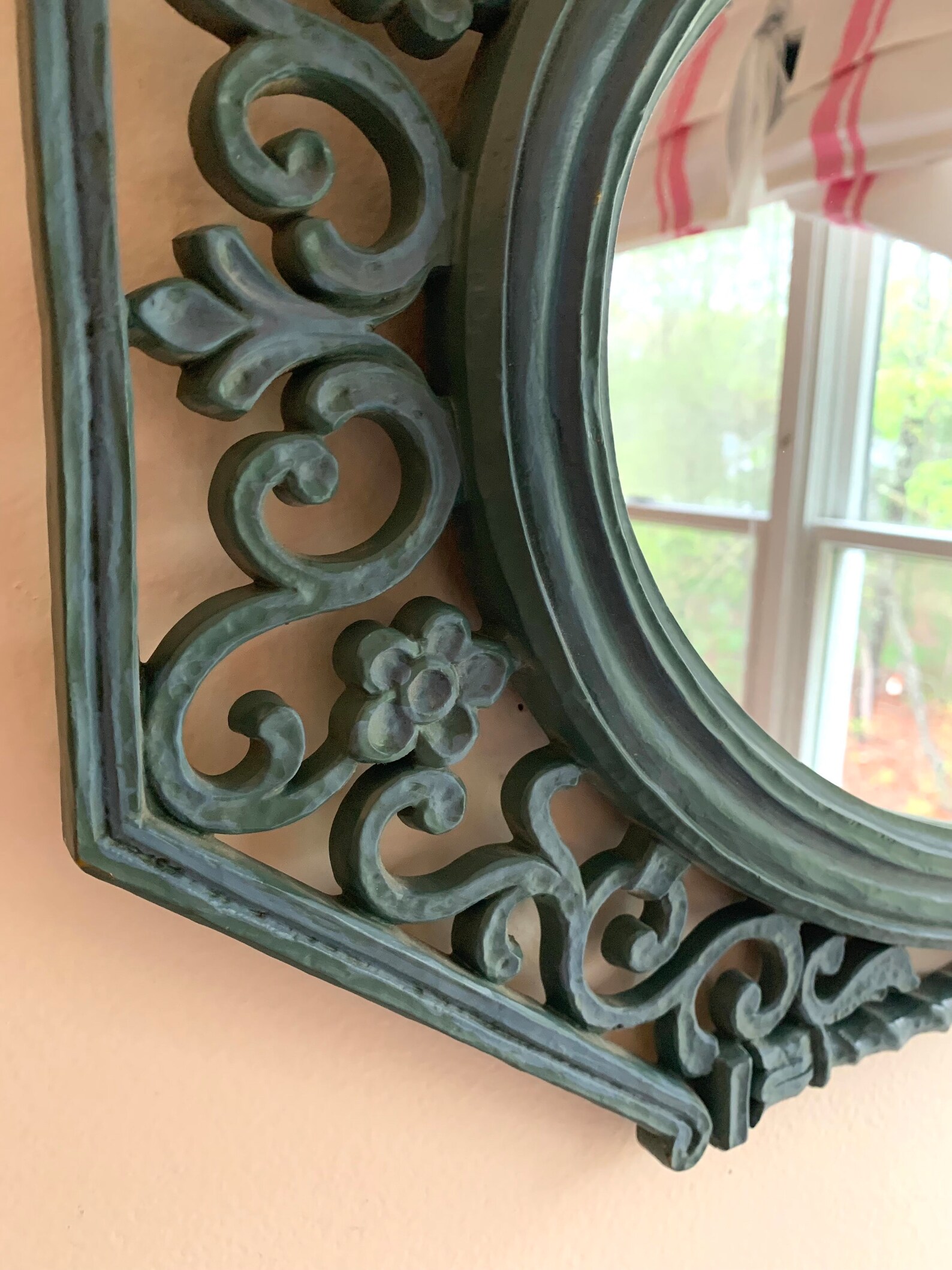 Vintage Blue Ornate Syroco Mirror / Syroco Oval Mirror / Vintage ...