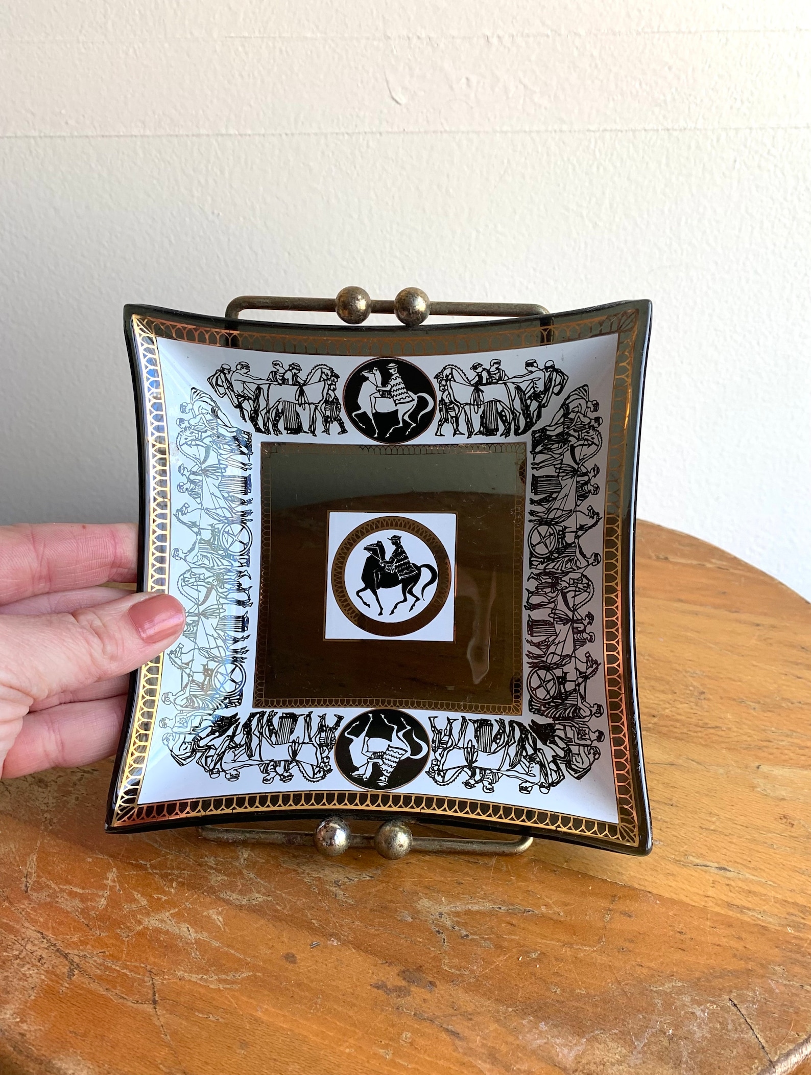 Vintage Mid Century Modern Trinket Dish/ Aldon Black Gold Dish ...