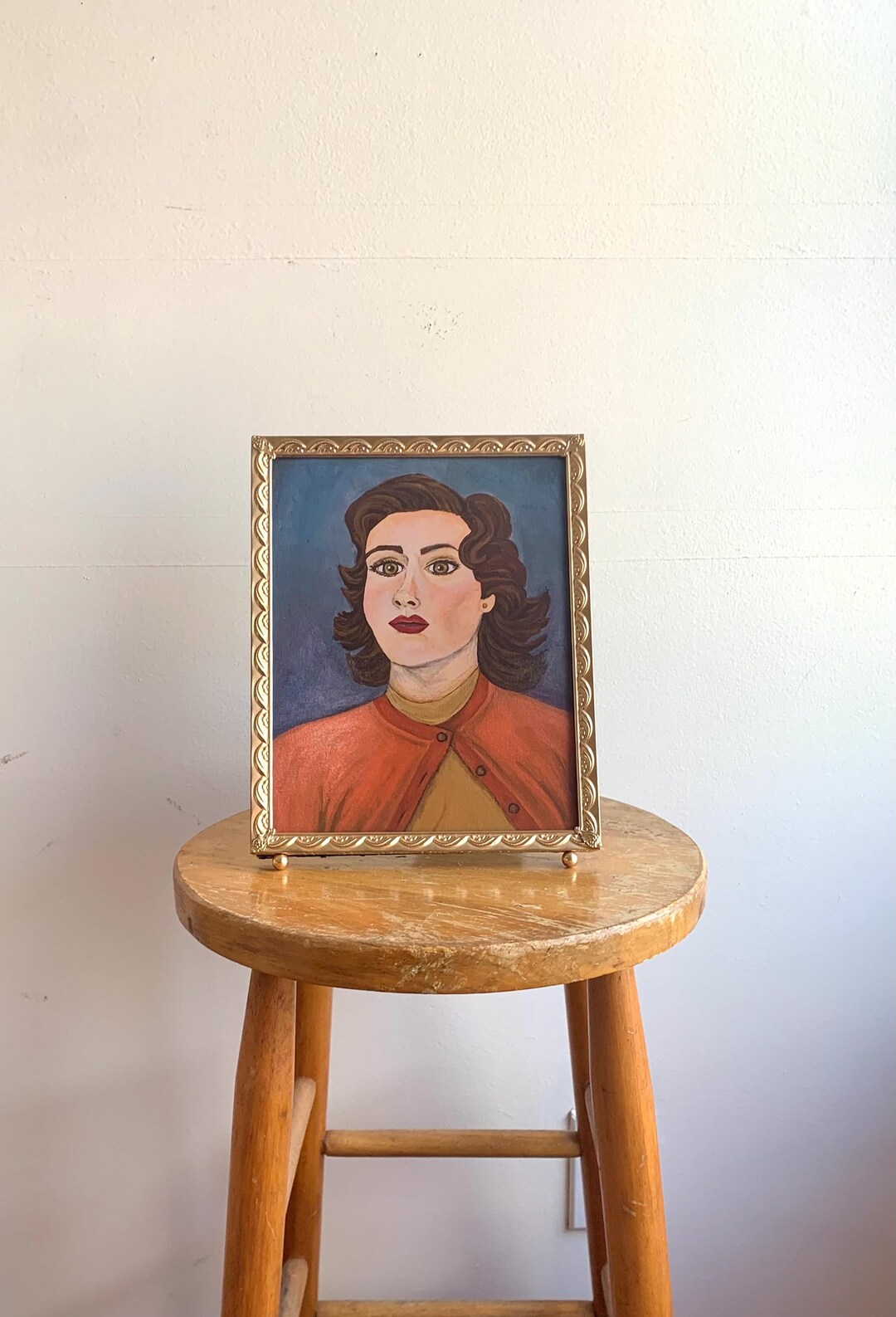 Signed Original Portrait Art Print in Vintage Gold Frame/ Signed Print ...