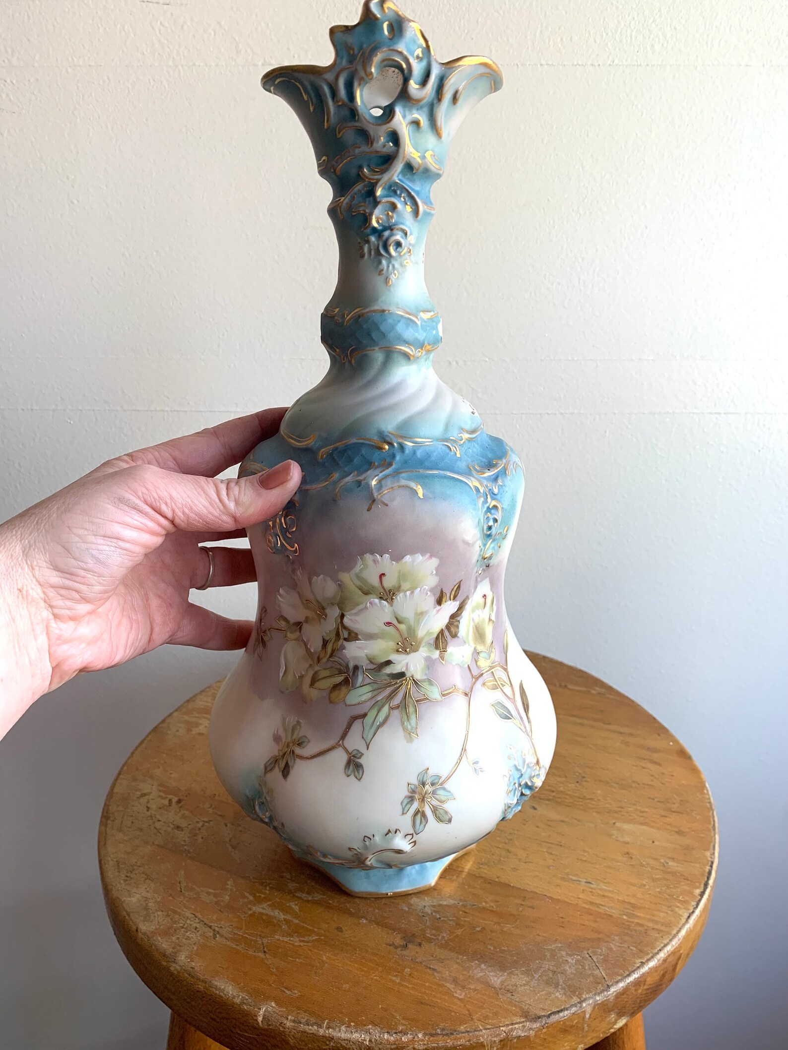 Antique Robert Hanke Porcelain Vase: Austrian Blue Lily Vase - Etsy