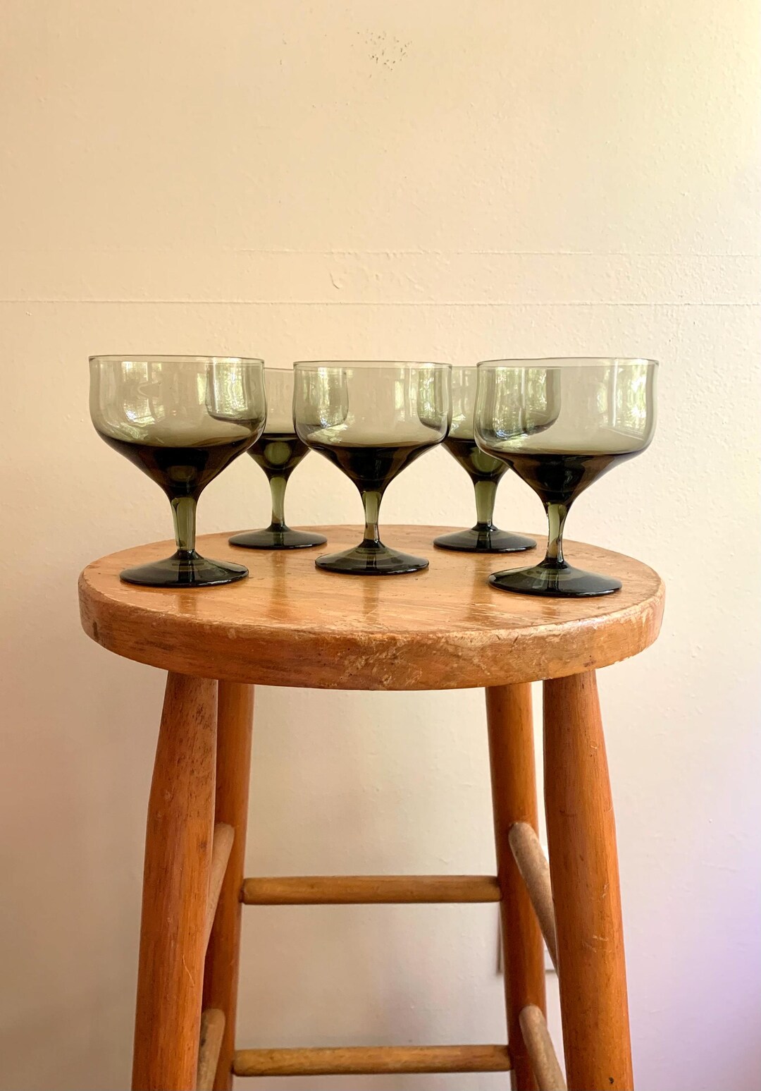 Set of Bryce Ballet Green Vintage Champagne Coupe Glasses / MCM Glasses ...