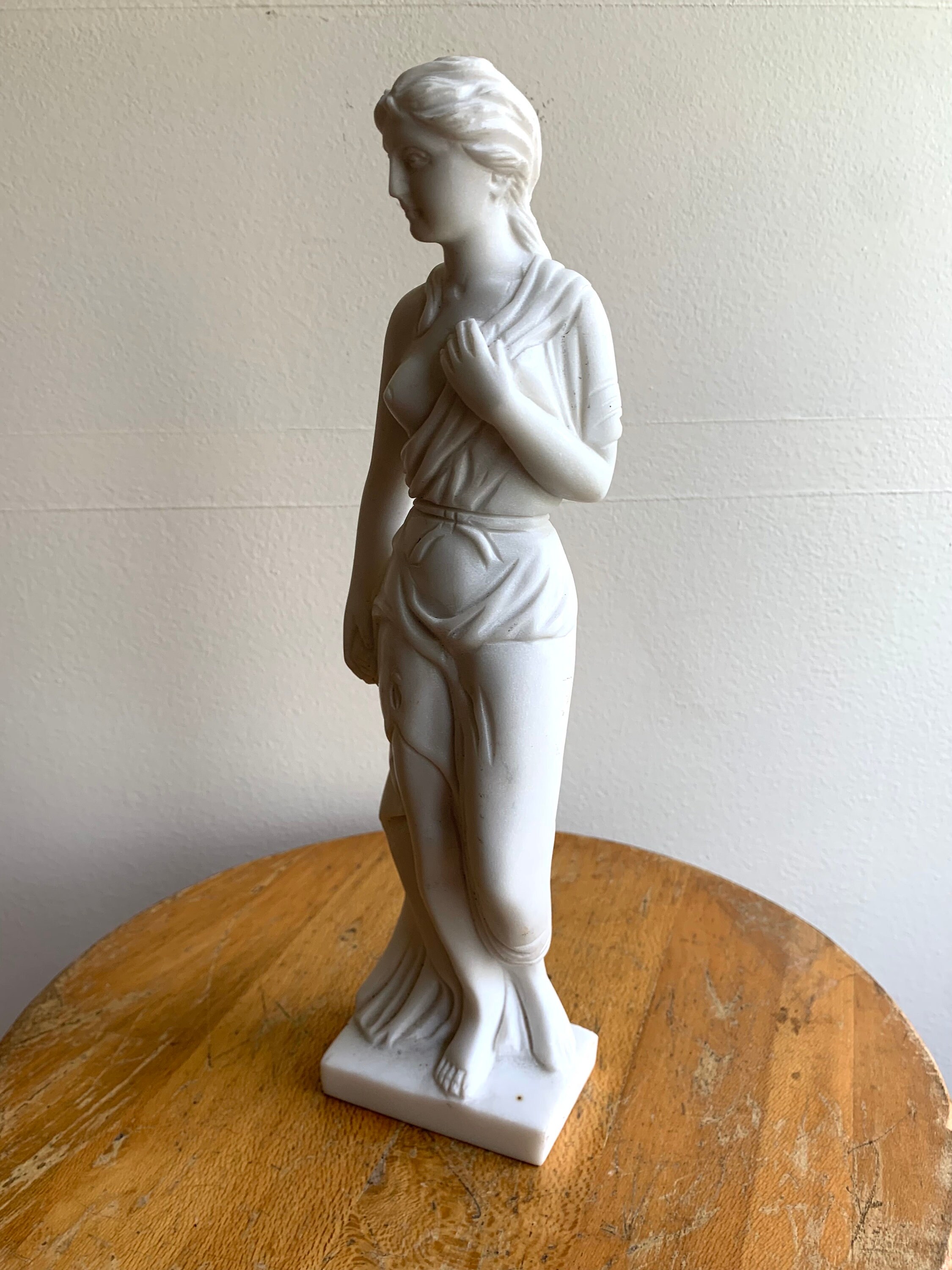 Vintage Marble Goddess Statue / White Stone Female Statue / Goddess ...