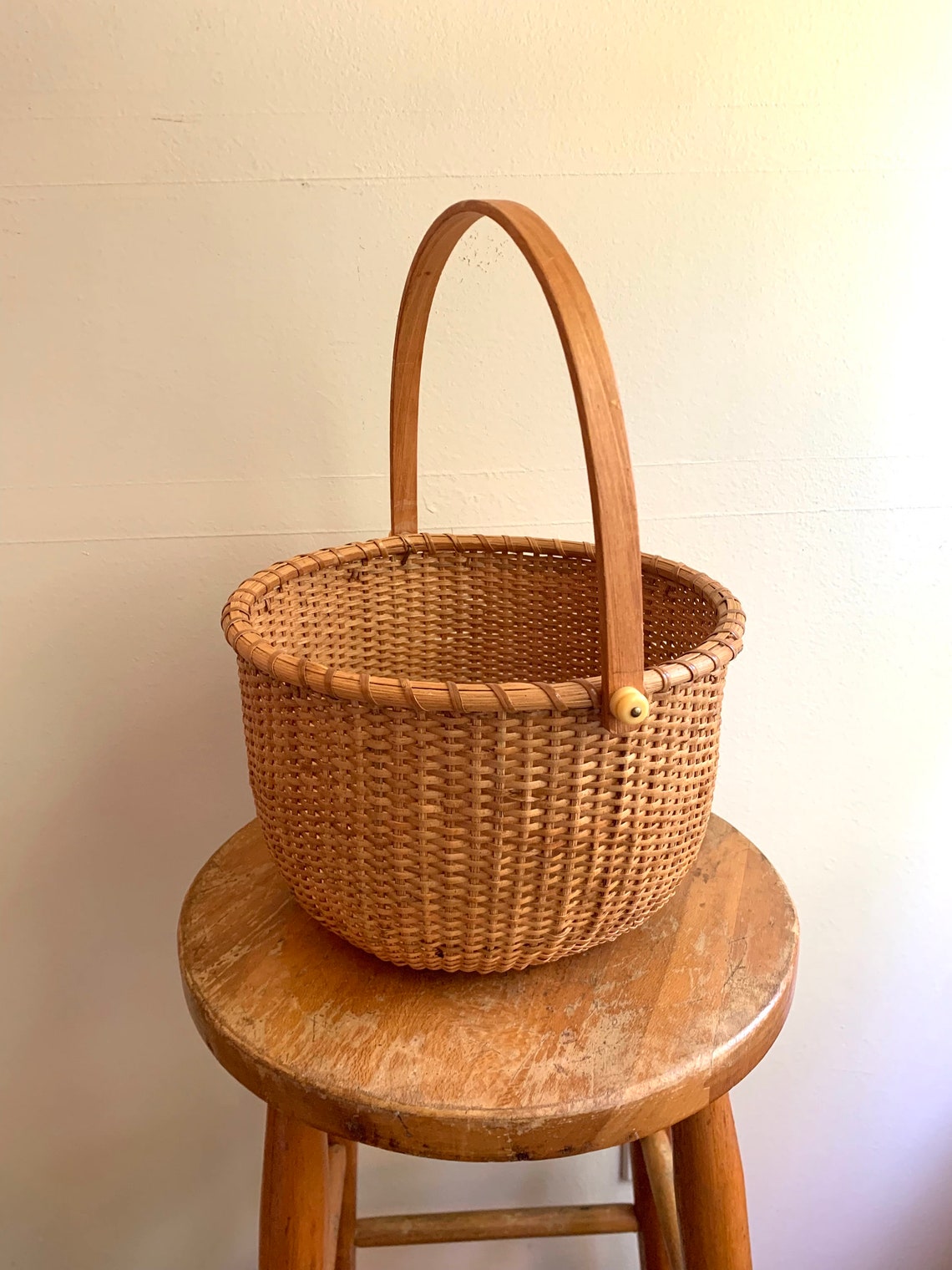 Vintage Nantucket Wicker Basket / Vintage Wicker / Nautical Basket ...