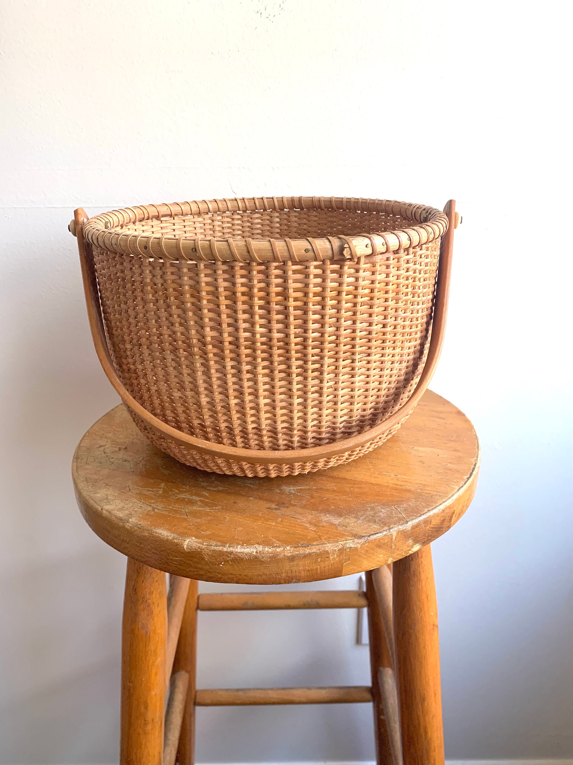 Vintage Nantucket Wicker Basket / Vintage Wicker / Nautical Basket ...