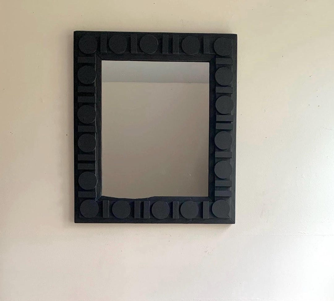 Black Wood Rectangle Mirror: Modern Upcycled Geometric Wall Decor - Etsy
