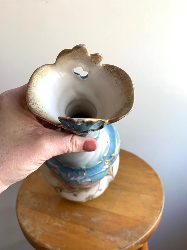 Antique Robert Hanke Porcelain Vase: Austrian Blue Lily Vase - Etsy